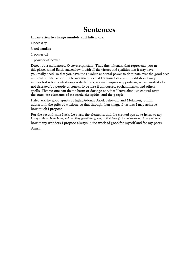 Spell To Charge Amulets and Talismans | PDF