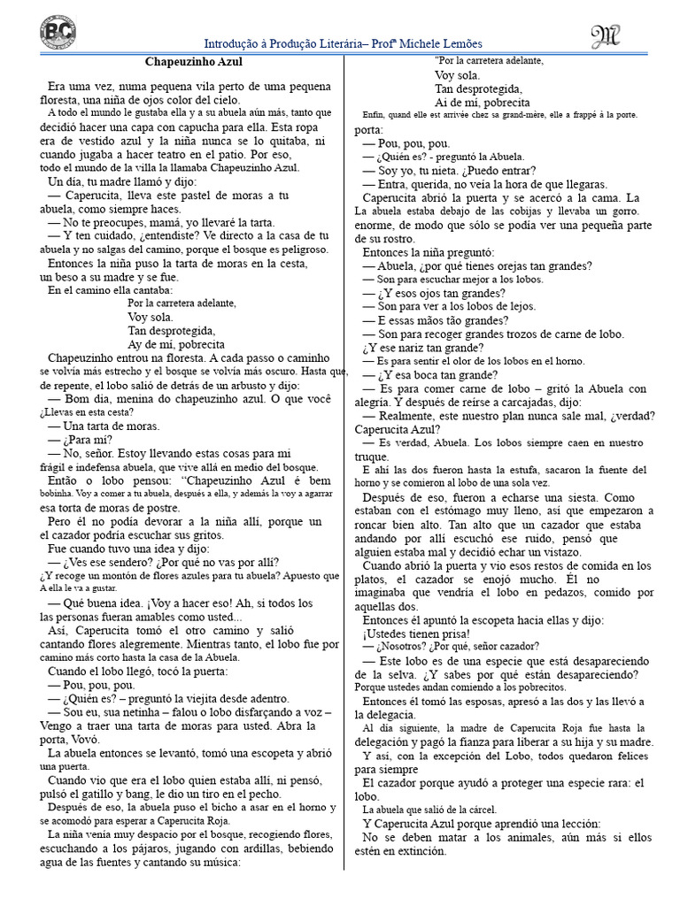 Caperucita Azul | PDF | Caperucita Roja | Lobos