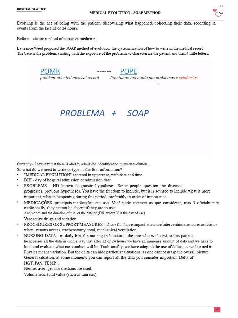 SOAP Method for Medical Evolution in Hospitals | PDF | Physical ...