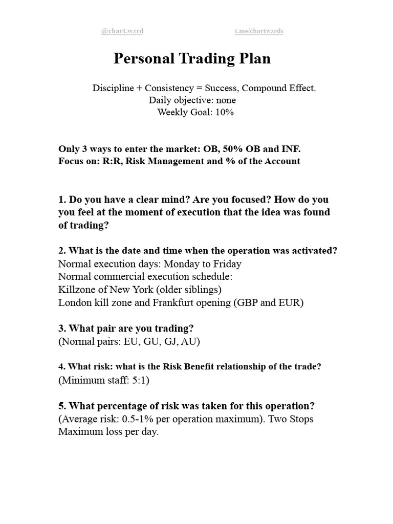 Personal Trading Plan Template Guide | PDF