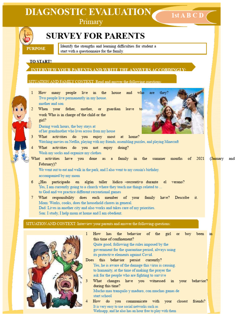 SURVEY FOR PARENTS OF 1st GRADE | PDF