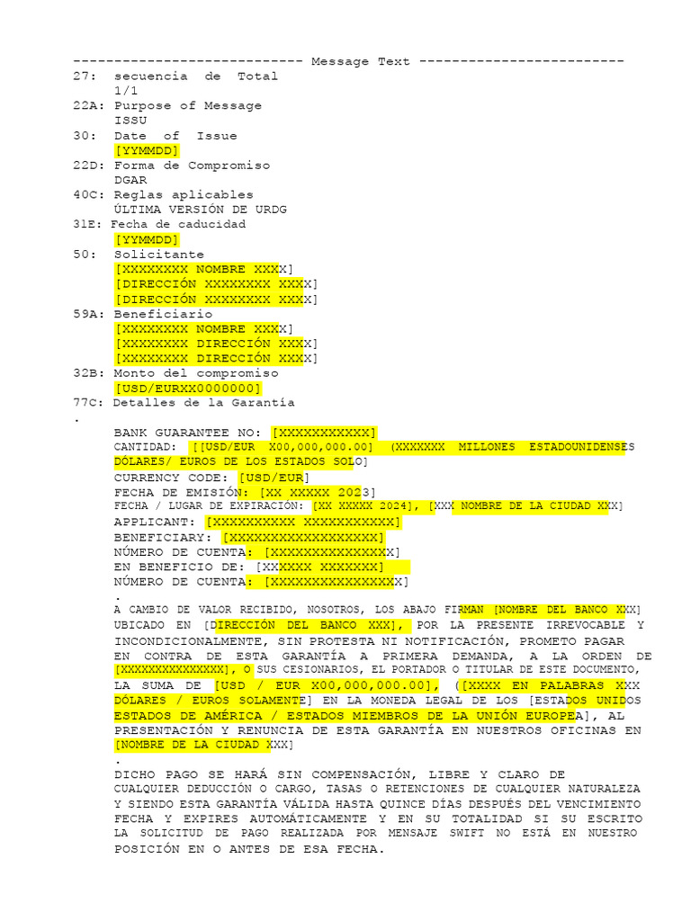 DGAR SWIFT MT760 | PDF | Dólar de los Estados Unidos | Economias