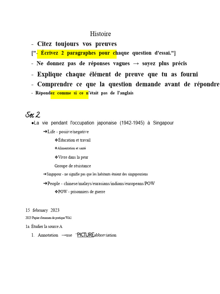 Notes D'histoire de La Classe de Seconde 2 | PDF | Seconde Guerre ...