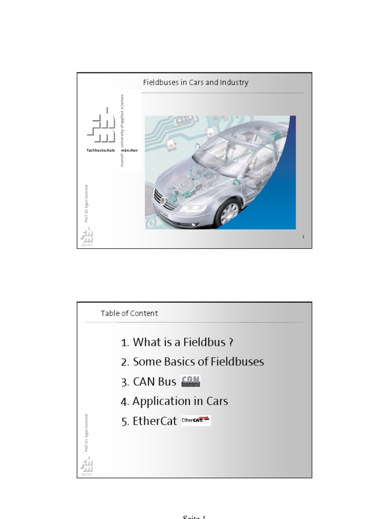 What Is A Fieldbus ? 2. Some Basics of Fieldbuses 3. Can Bus 4 ...