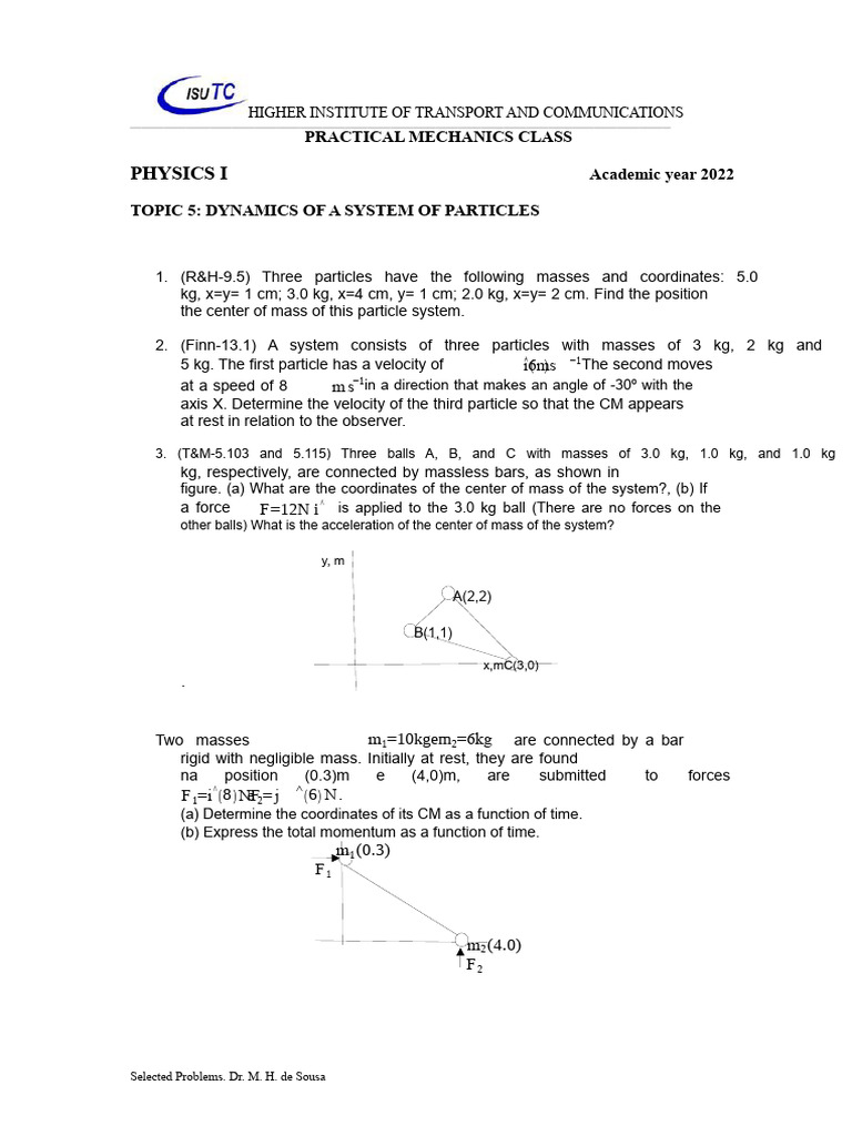Sheet 7-THEME 5-Dynamics of a system of particles | PDF | Applied And Interdisciplinary Physics ...