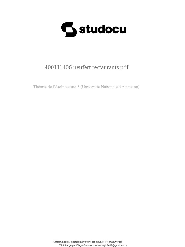Guide Neufert pour Restaurants PDF | PDF