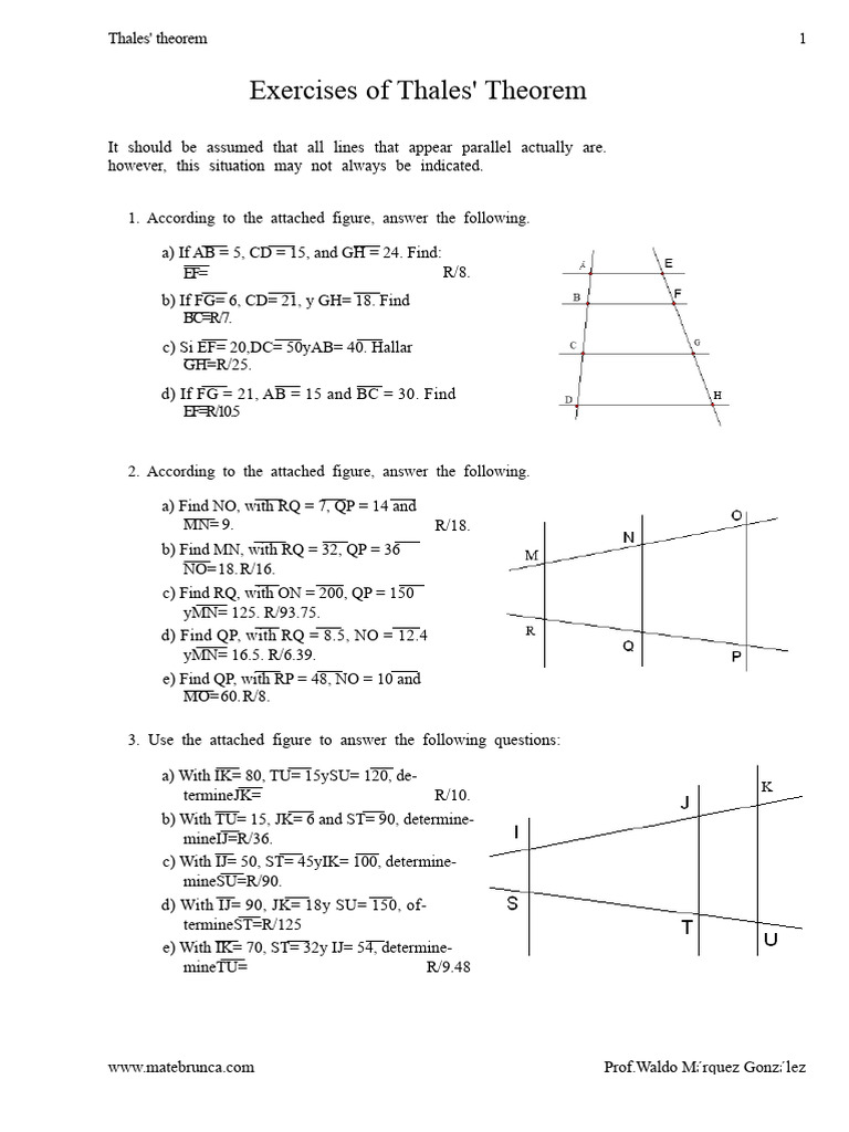 Thales' theorem exercises | PDF | Triangle | Euclidean Plane Geometry