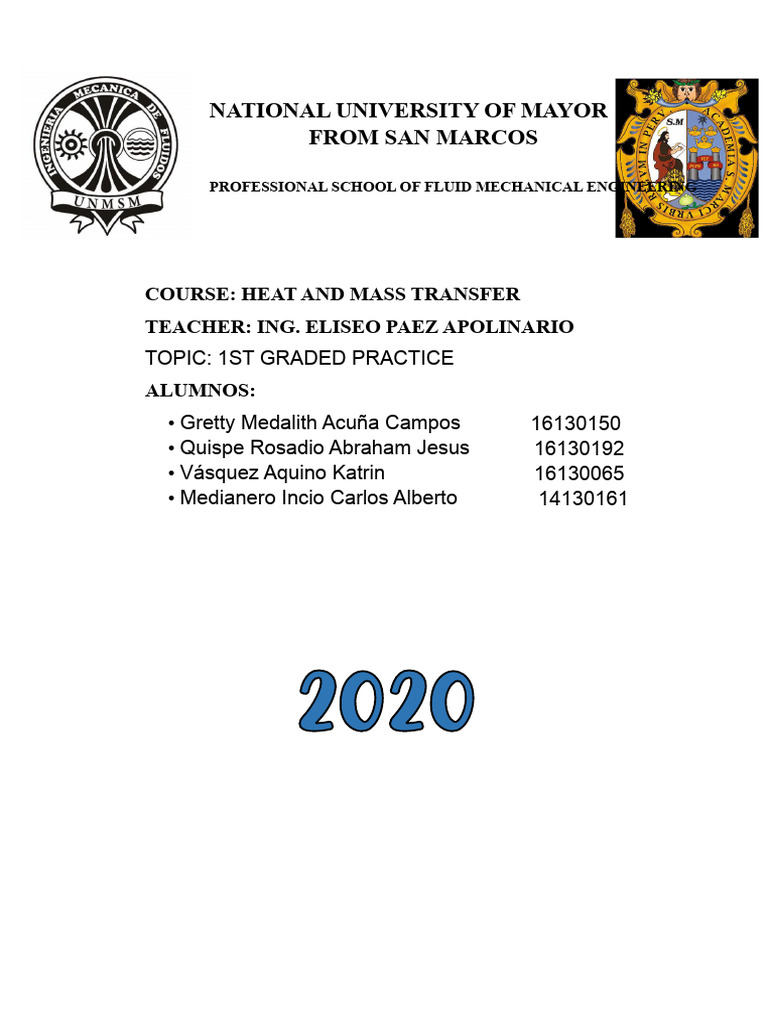 FIRST PRACTICE OF HEAT AND MASS TRANSFER.pdf | PDF | Heat Transfer ...