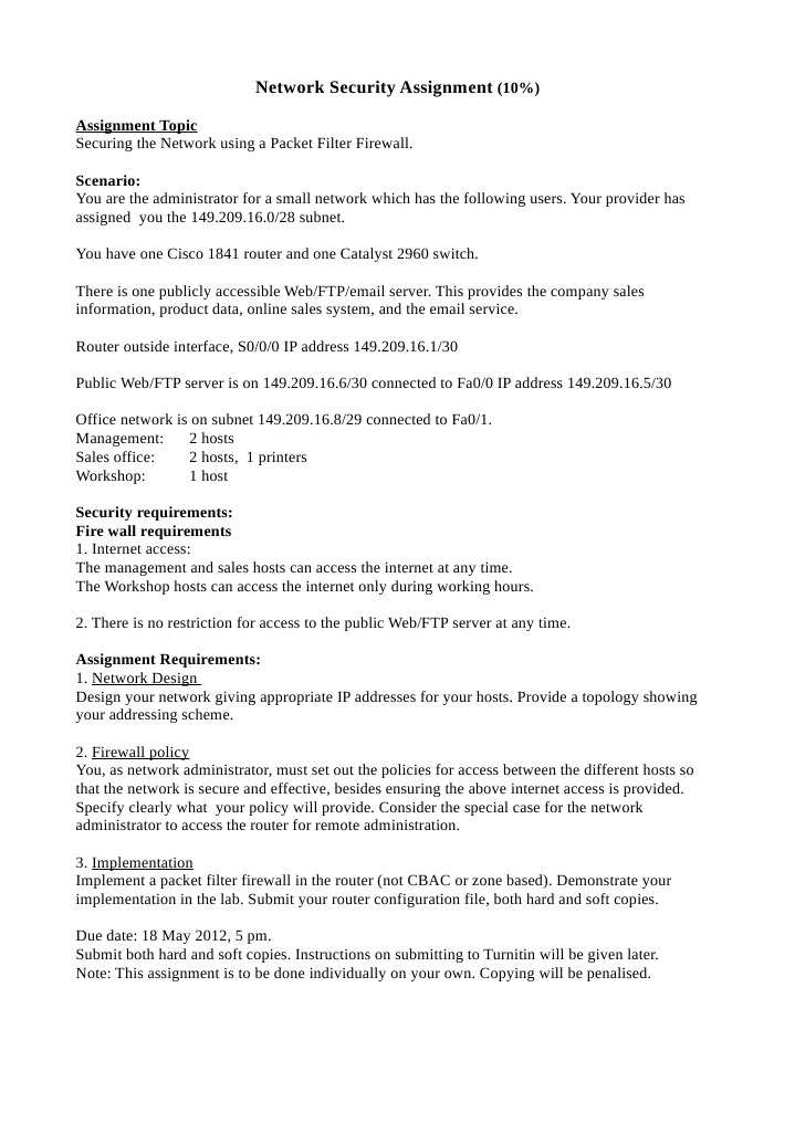 Packet Filter Firewall Network Security | PDF