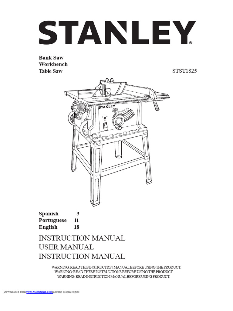 Stanley St St 1825 Saw Manual | PDF | Manufactured Goods | Electricity