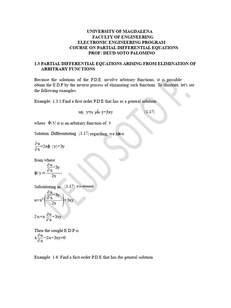 E.D.P that arise from the elimination of arbitrary functions. | PDF ...