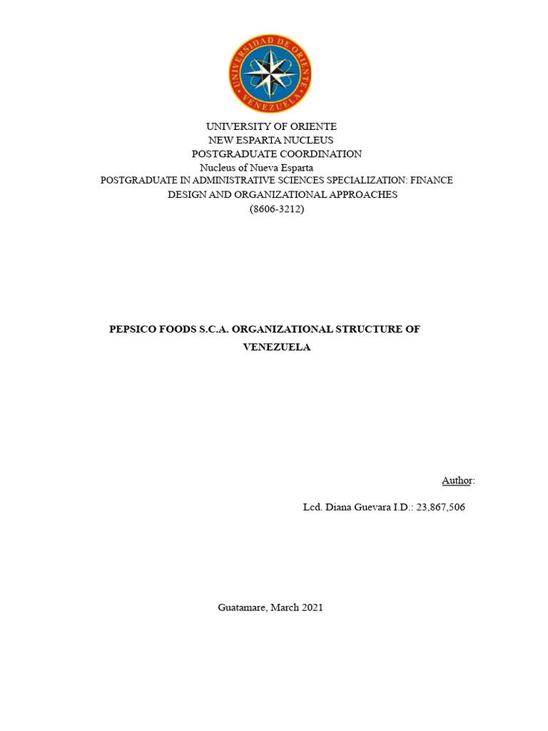Organizational Structure PepsiCo Venezuela | PDF | Pepsi Co | Supply Chain