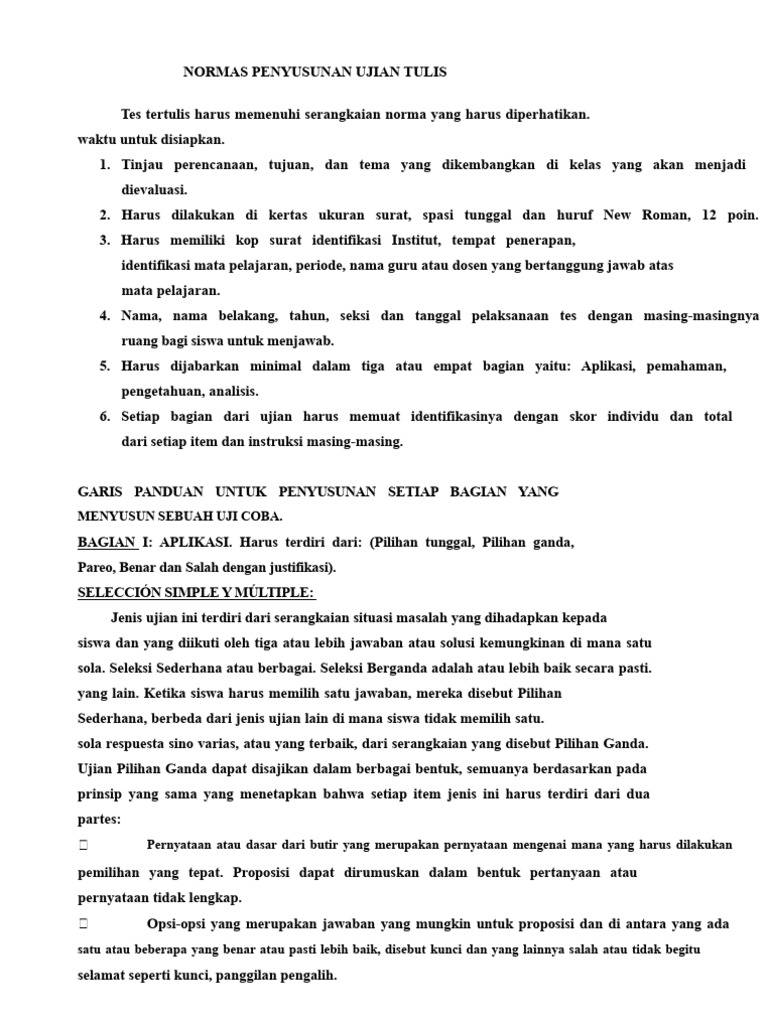 Norma Penyusunan Ujian Tertulis | PDF