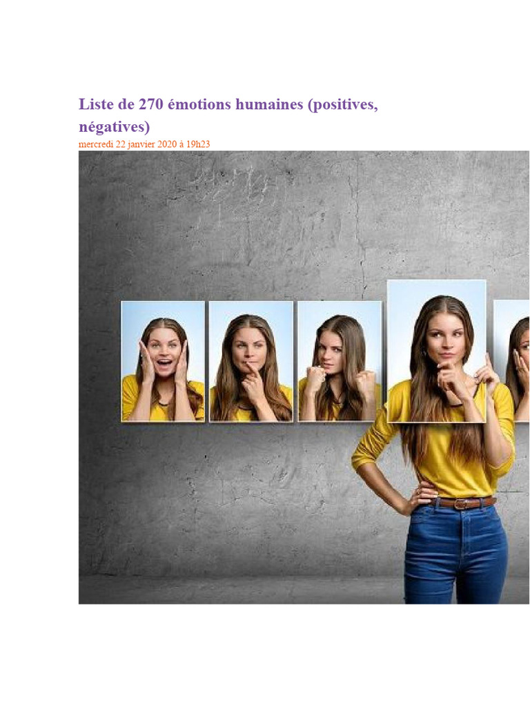 Liste complète des émotions humaines | PDF | Émotions | Neuroscience