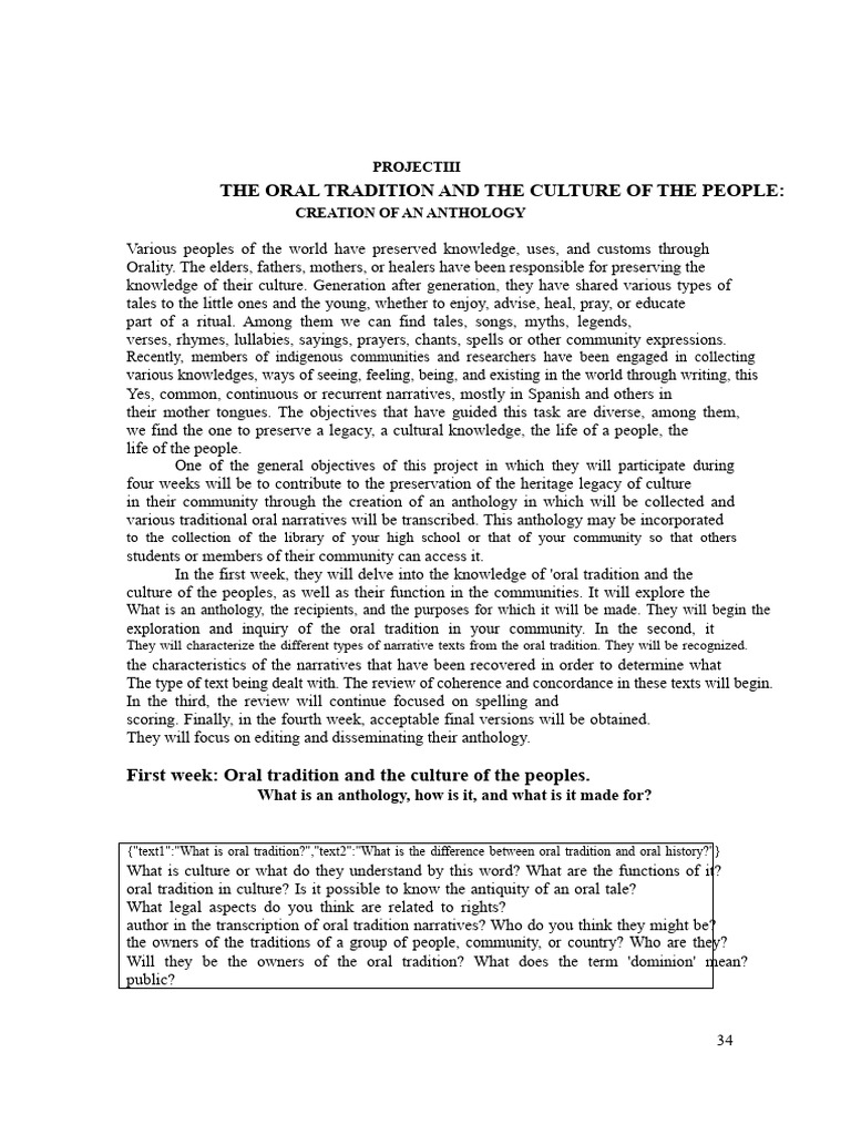 Oral Tradition Anthology Project Guide | PDF | Narrative | Punctuation