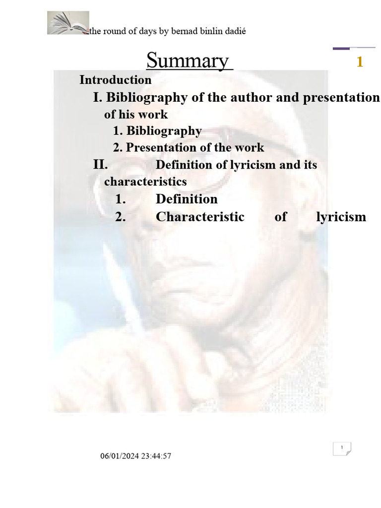 LYRICISM IN THE CIRCLE OF DAYS | PDF | Poetry | Writing