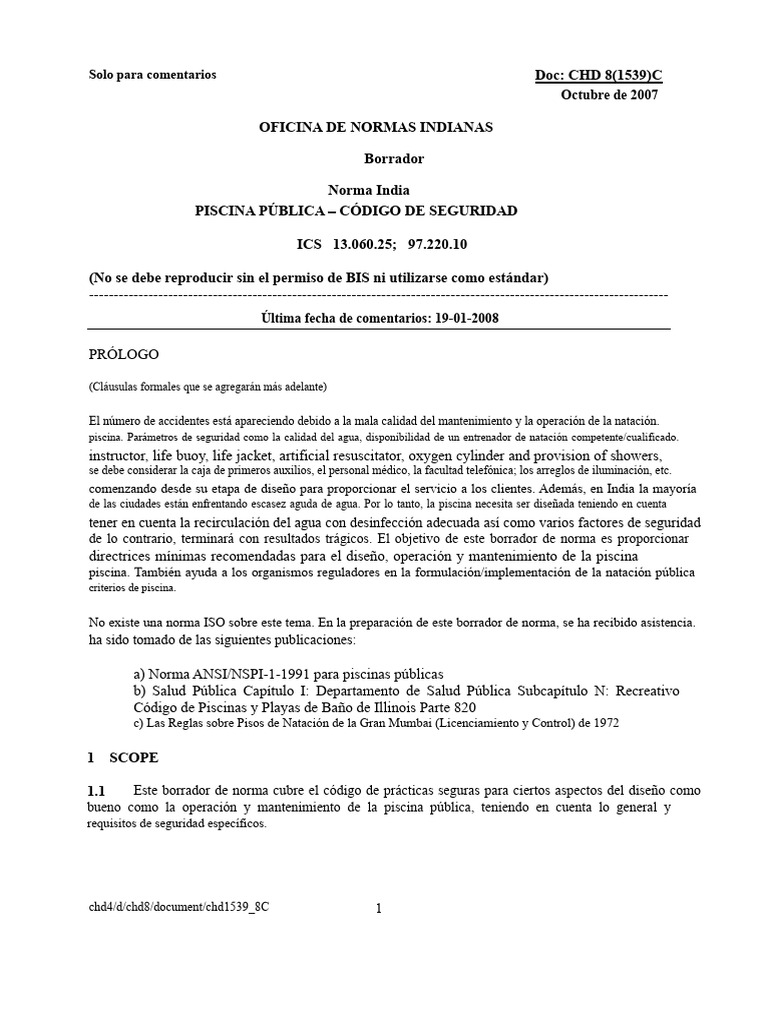 Normas de piscinas BIS | PDF | Piscina | Agua