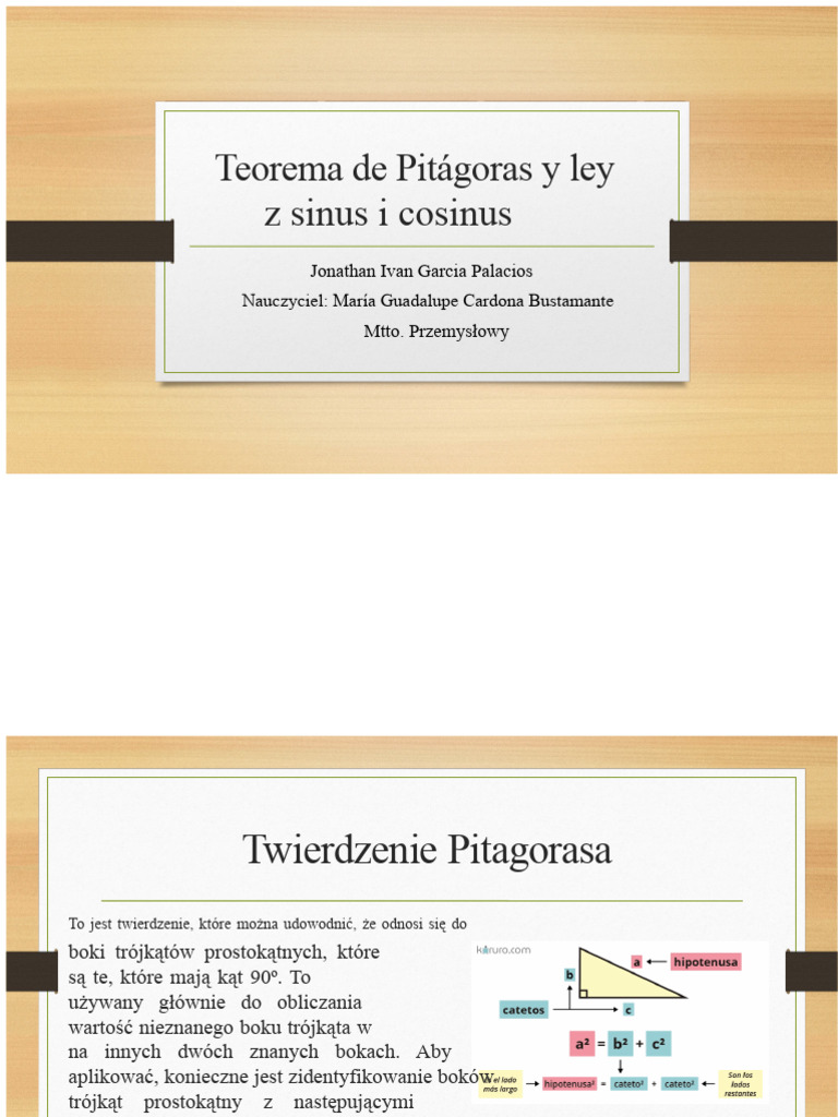 Twierdzenie Pitagorasa Oraz Prawo Sinusów I Cosinusów | PDF