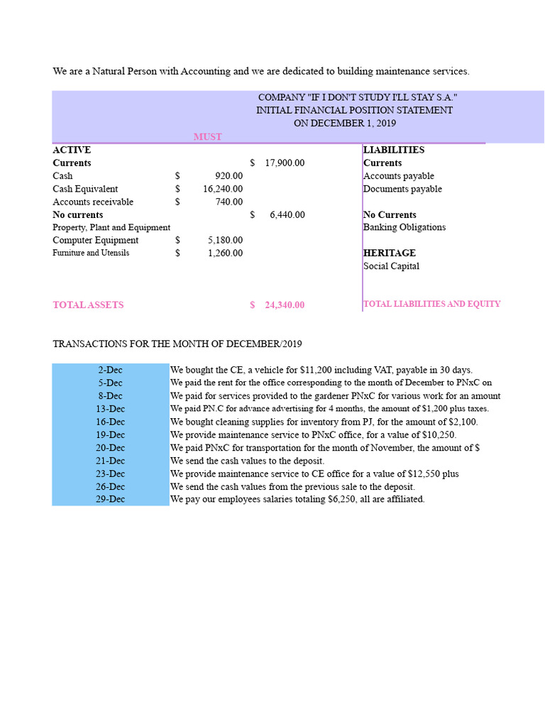 December 2019 Financial Statement Summary | PDF | Taxes | Value Added Tax
