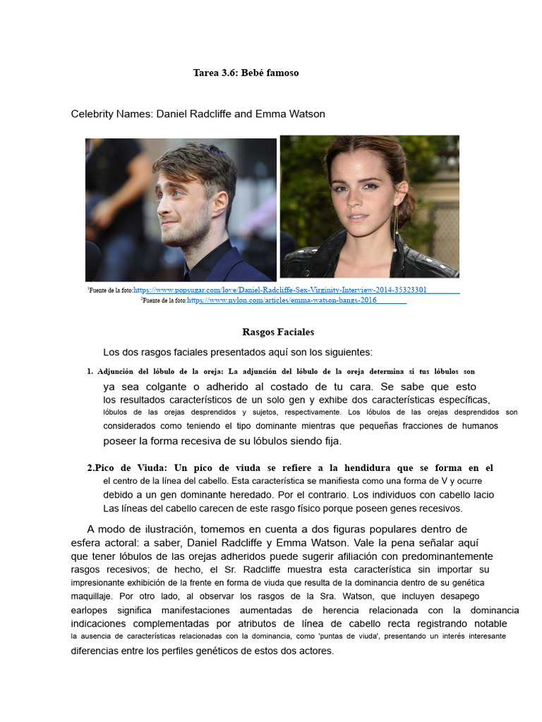 Tarea 3.6 Bebé de Celebridad | PDF | Dominancia (Genética) | Alelo