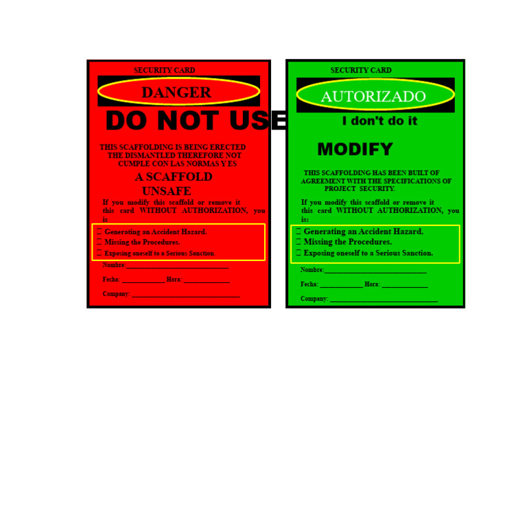 Scaffold Safety Authorization Card | PDF