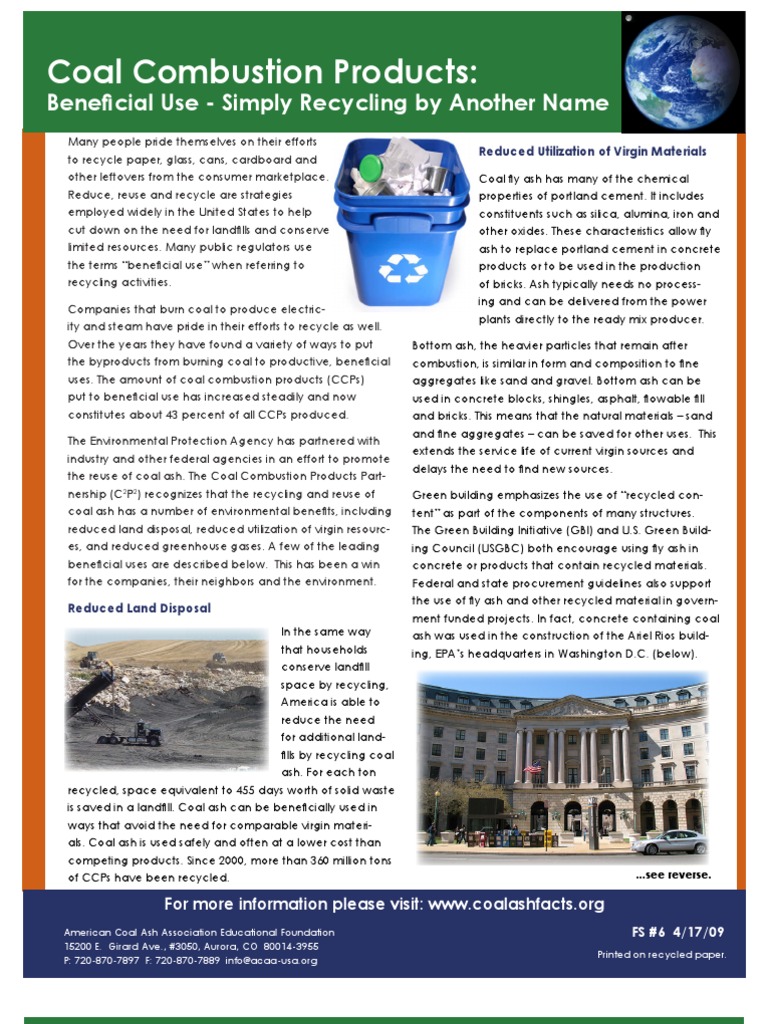 CCP Fact Sheet 6 - Recycling by Another Name | PDF | Fly Ash | Recycling