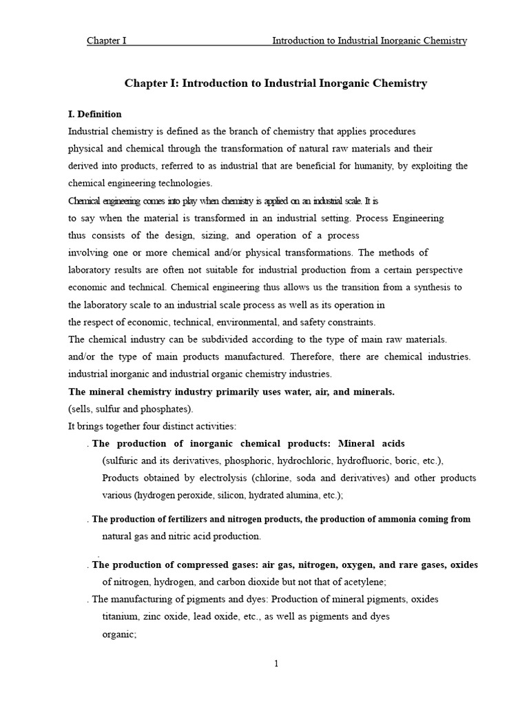 Chapter I Introduction To Industrial Inorganic Chemistry | PDF | Mole ...