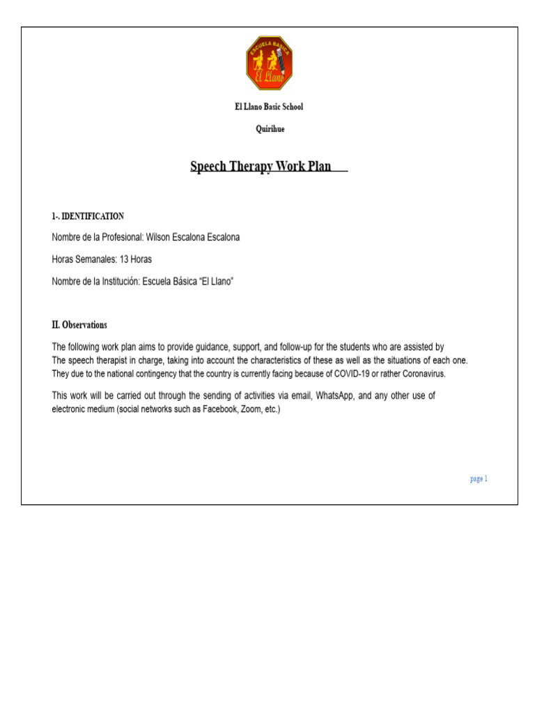 SPEECH THERAPY PLANNING | PDF | Narrative | Word