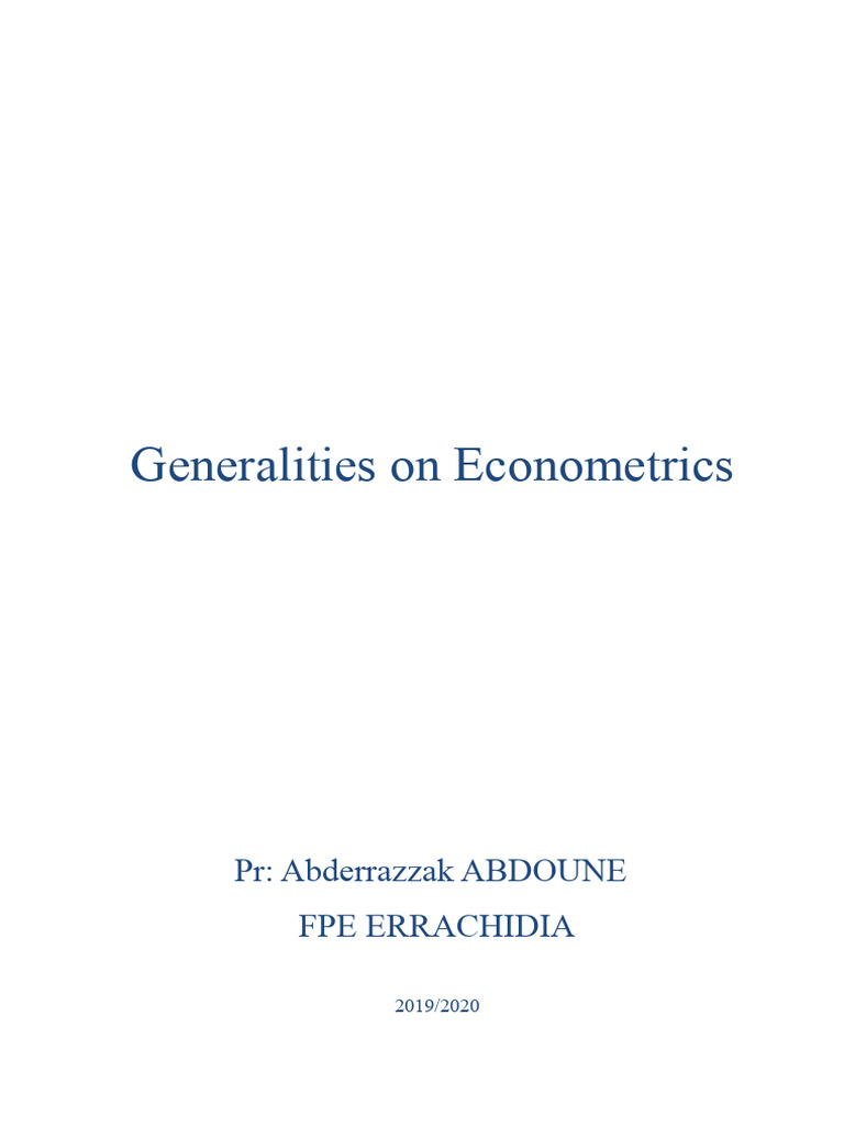 Module-ECONOMETRICS_Chp0_S6 (Pr. Abdoune) | PDF | Econometrics ...