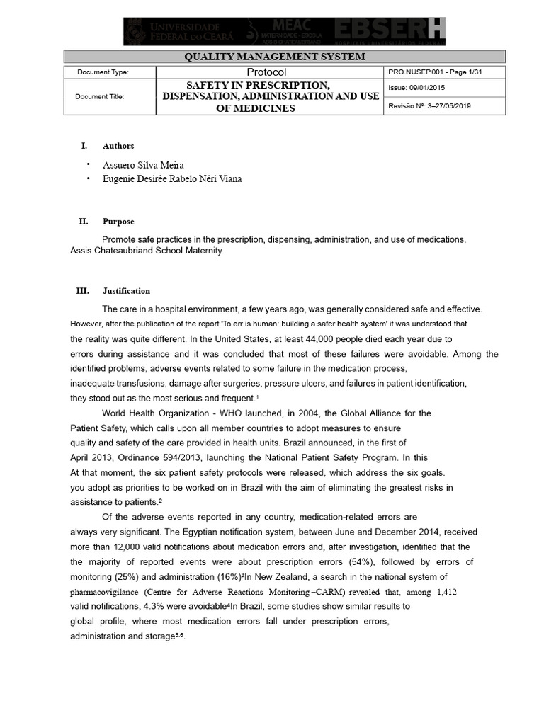 PRO.NUSEP.001 - R3 SAFETY PROTOCOL FOR THE PRESCRIPTION, DISPENSING ...