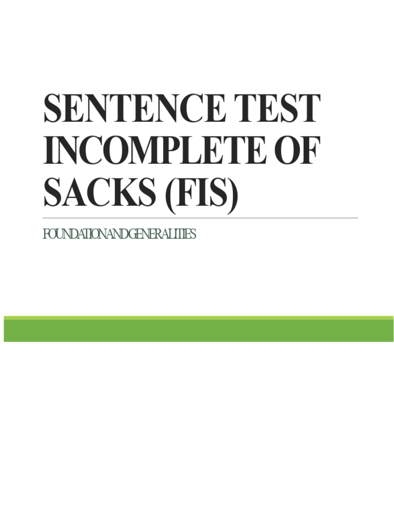 Incomplete Sentences Test by Sacks_fis | PDF | Attitude (Psychology ...