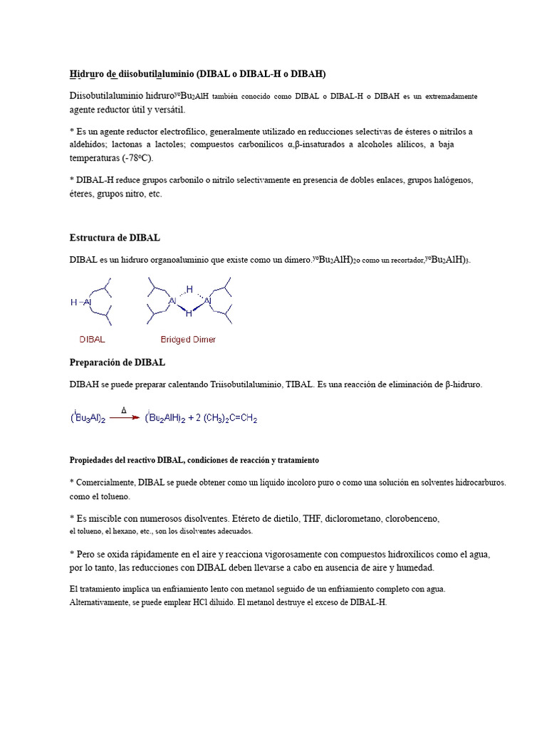 DIBAL-H | PDF | Ester | Aldehído