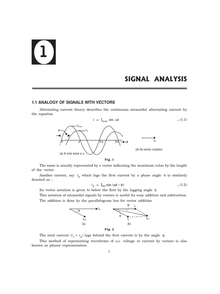Signal Analysis: 1.1 Analogy Of Signals With Vectors
