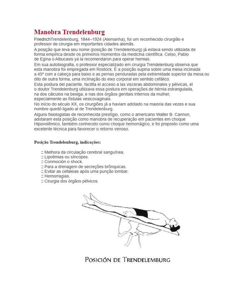 Manobra Trendelenburg: Indicações e Uso | PDF