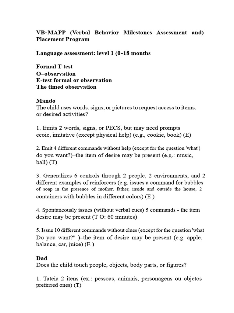 VB-MAPP Protocol Translated PDF | PDF | Reinforcement | Plural