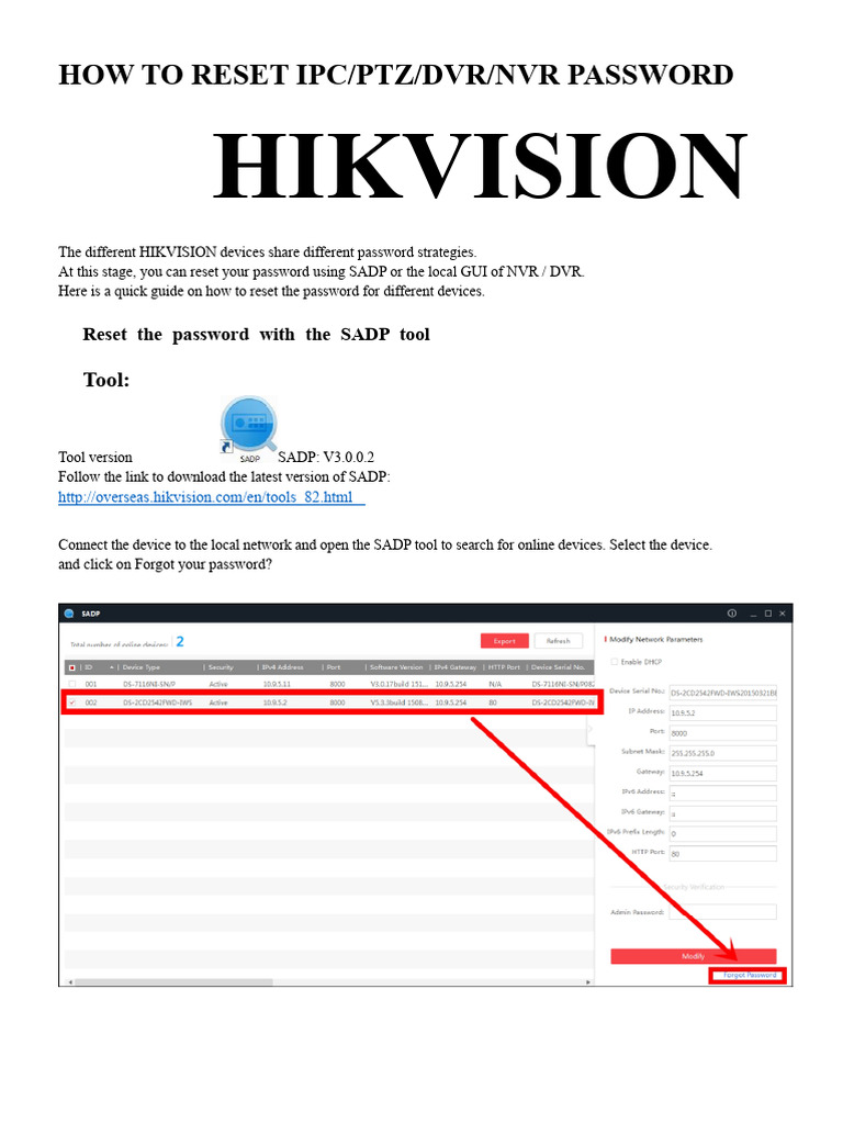 Reset HIKVISION Device Password Guide | PDF | Password | Computer ...