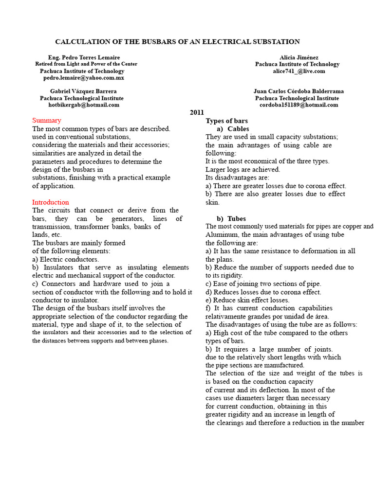 Calculation of Busbars in An Electrical Substation | PDF | Electrical Conductor | Oscillation