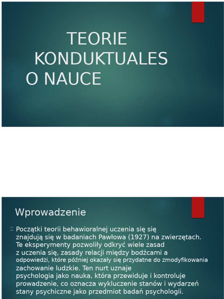 Teorie behawioralne uczenia się | PDF