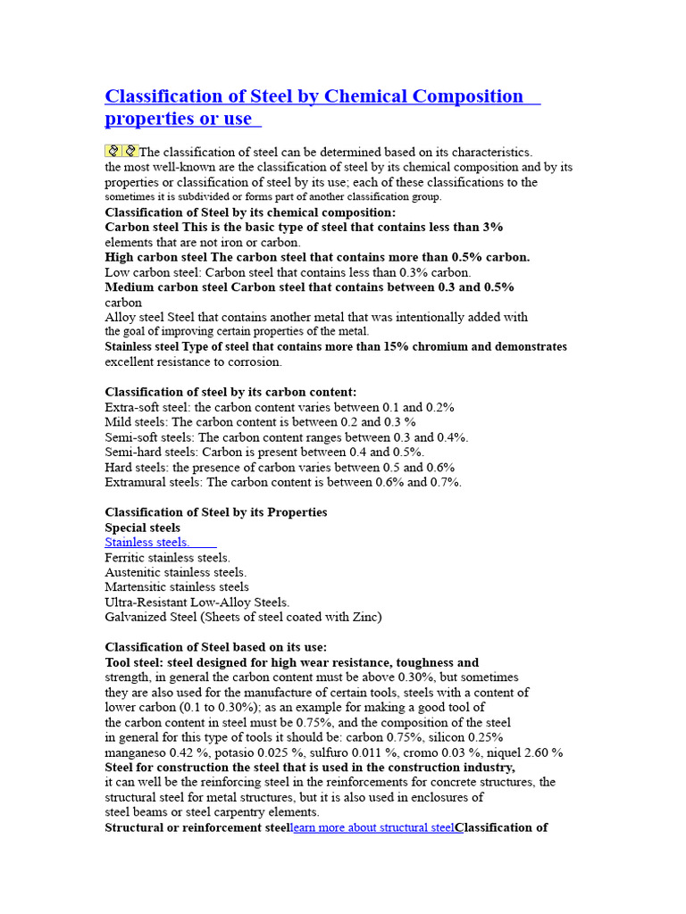 Steel Classification by Composition & Use | PDF | Steel | Stainless Steel