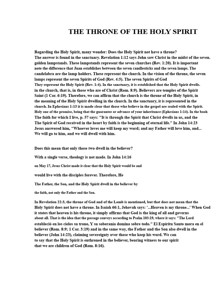 The Throne of The Holy Spirit | PDF | Jesus | Eternal Life (Christianity)