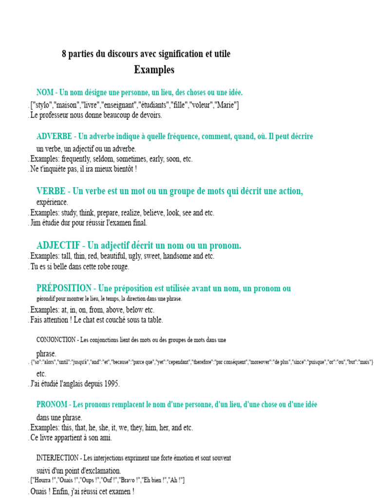 Parties du discours et figures de style | PDF | Nature (grammaire ...
