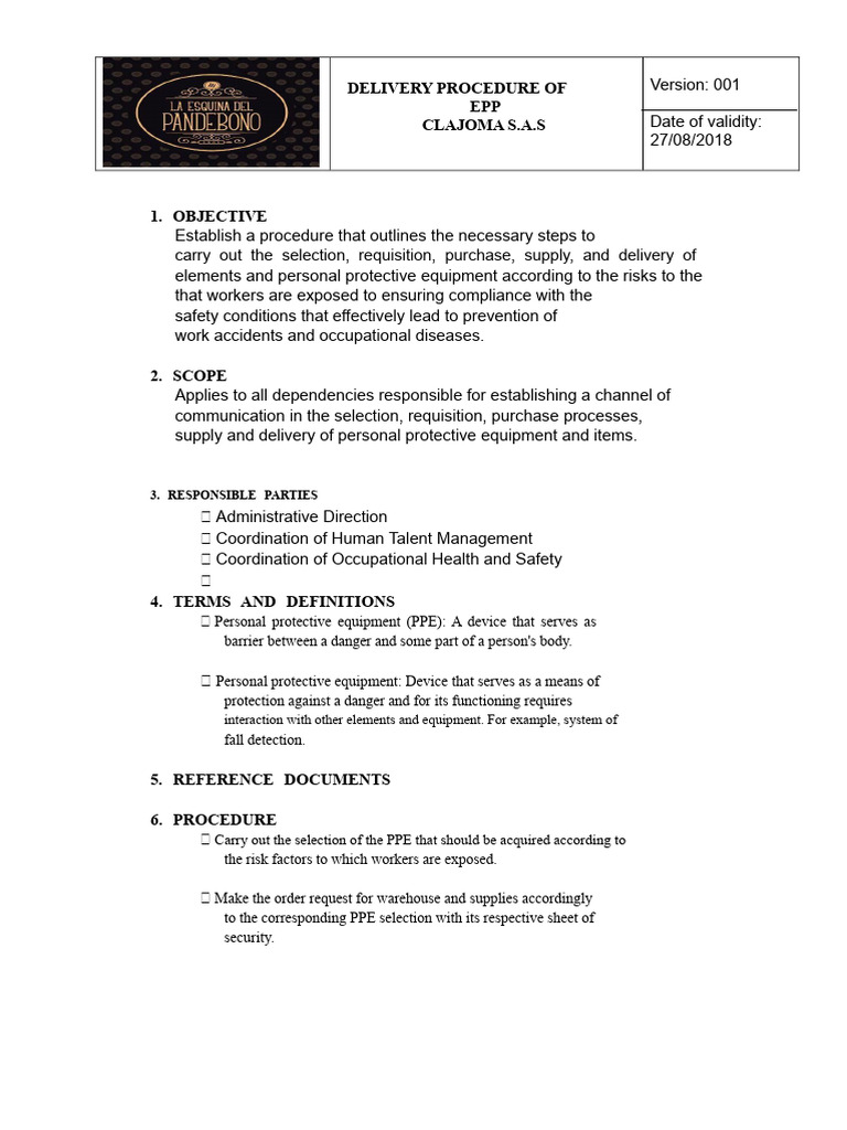 Procedure For Delivery of PPE | PDF | Personal Protective Equipment ...