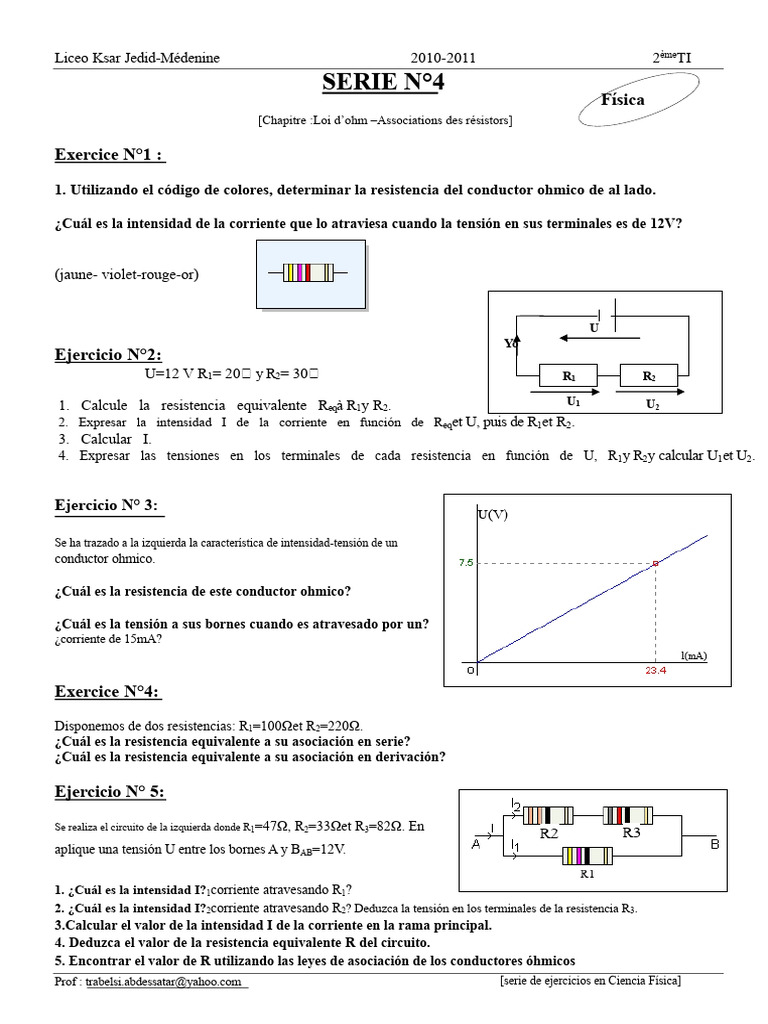 Serie 4 Phy Corregido 2TI | PDF | Resistencia Eléctrica y Conductancia | Corriente eléctrica