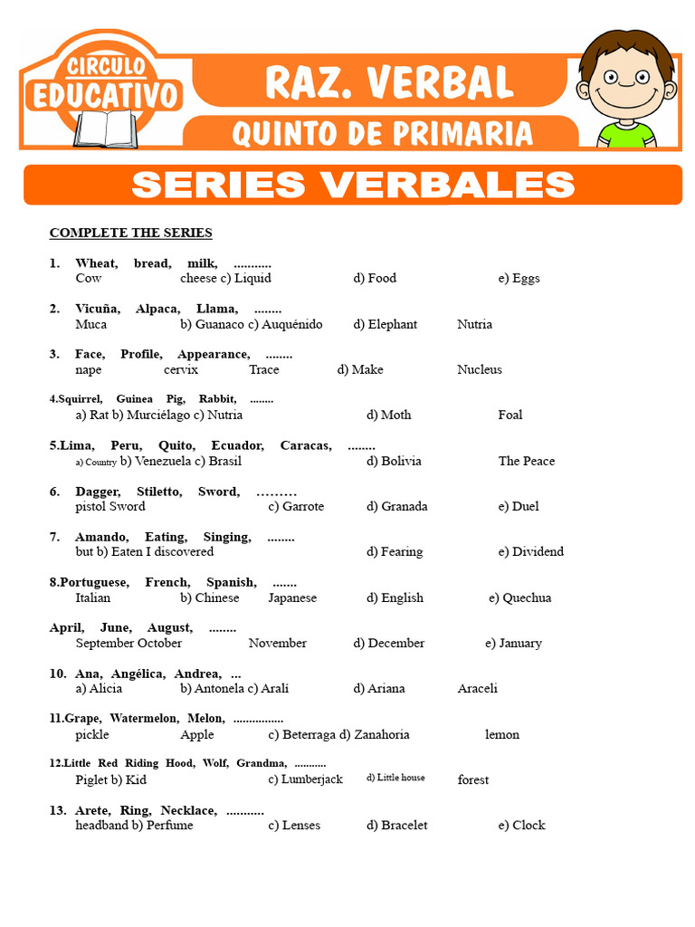 Complete the Series: Educational Exercises | PDF