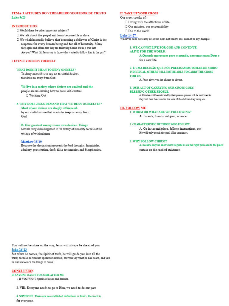 Biblical Outline - 3 Attitudes of a True Disciple of Christ | PDF ...