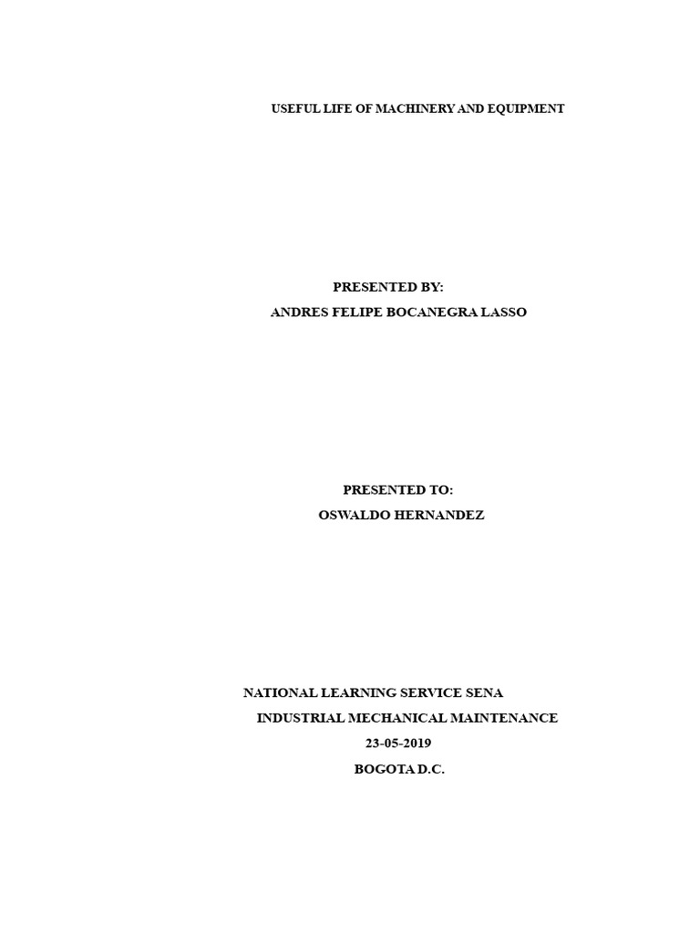 Useful Life of Machinery and Equipment | PDF | Depreciation ...