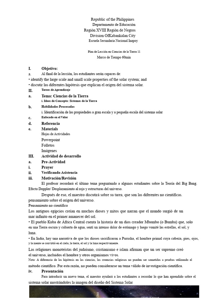 Lección sobre el Sistema Solar en Ciencias | PDF | Planetas | Sistema solar