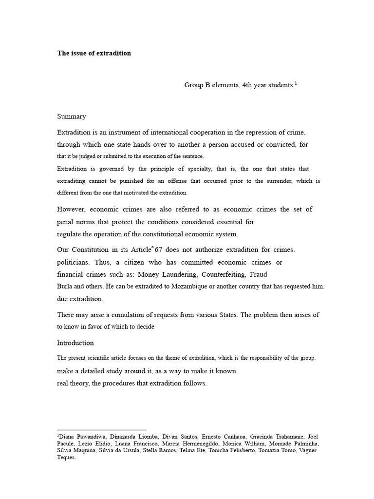 The Issue of Extradition | PDF | Extradition | Crimes