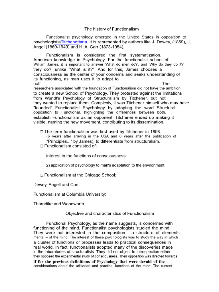 The History of Functionalism | PDF | Psychology | Cognitive Science