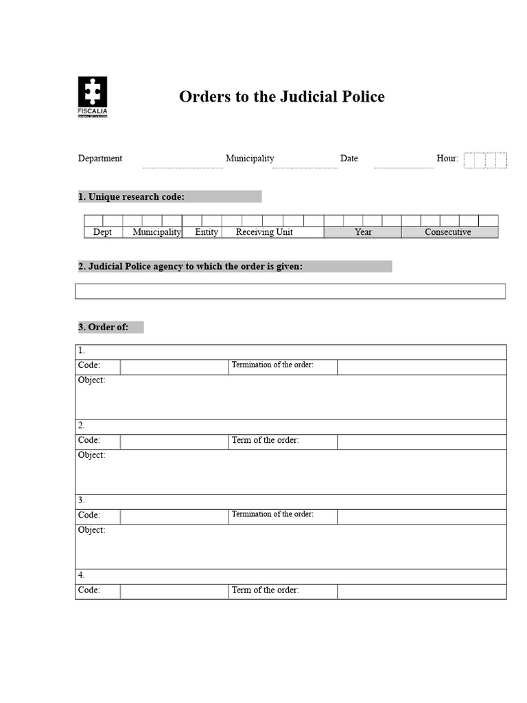 Format for Orders to Judicial Police | PDF